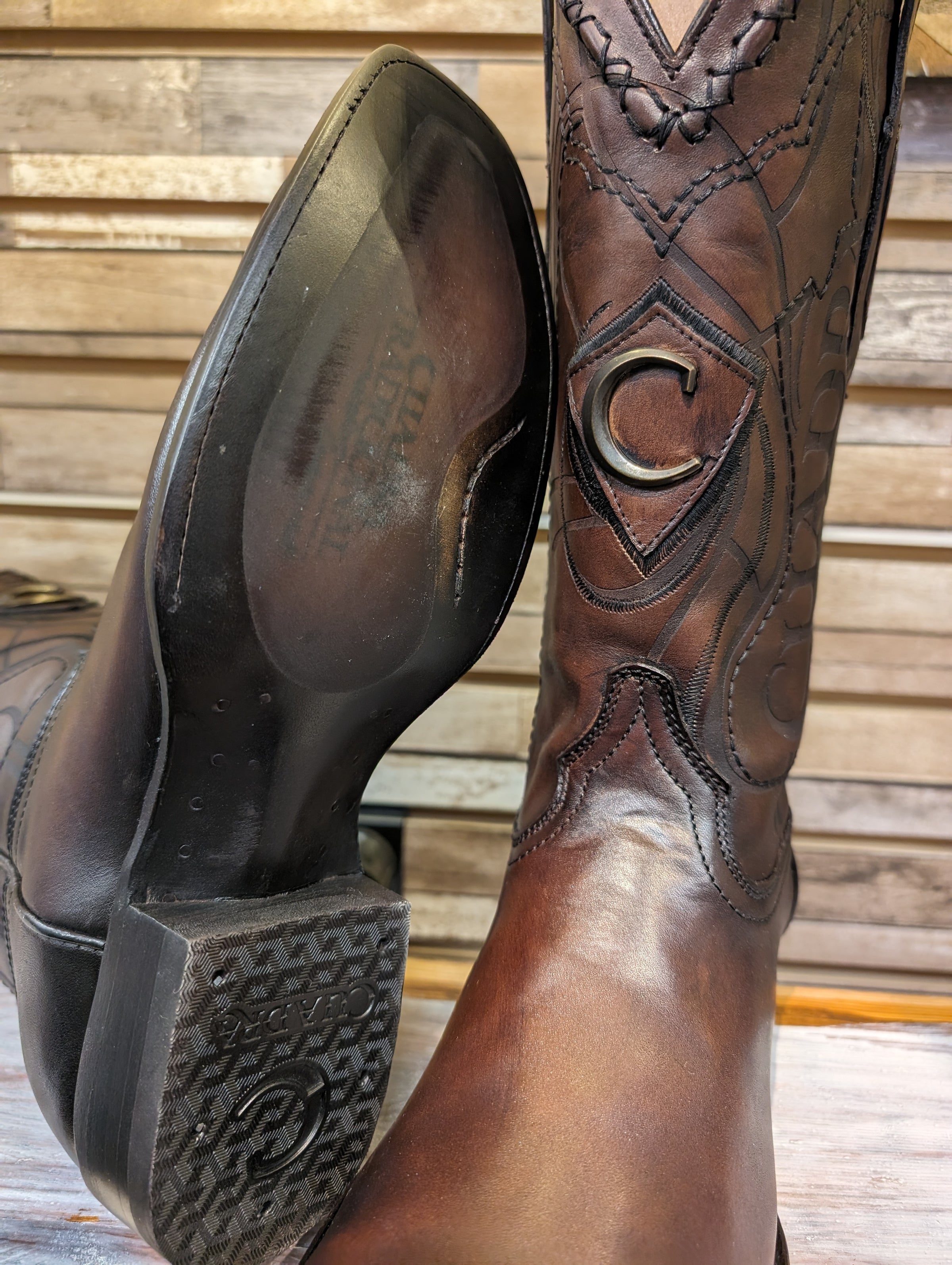 Cuadra Mens Brown Leather Engraved Boot CU347 | Las Palmas Western