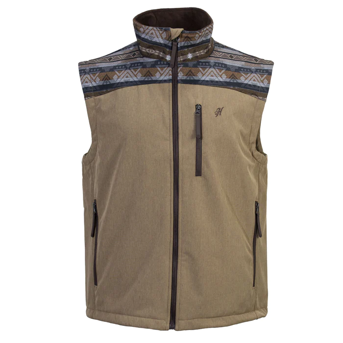 HOOEY SOFTSHELL VEST, TAN W/ TAN & BROWN AZTEC - HV109TNAZ | Las Palmas ...